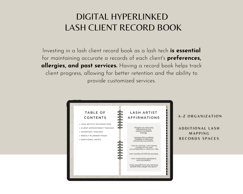 Lash Client Record Book - Digital Download with Consent Forms – The ...